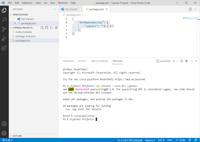 How to Configure cypress with Microsoft Visual Editor Code